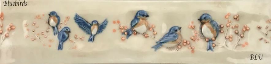 Bluebirds Vase by Jen Stein – Outside the Lines Art Gallery