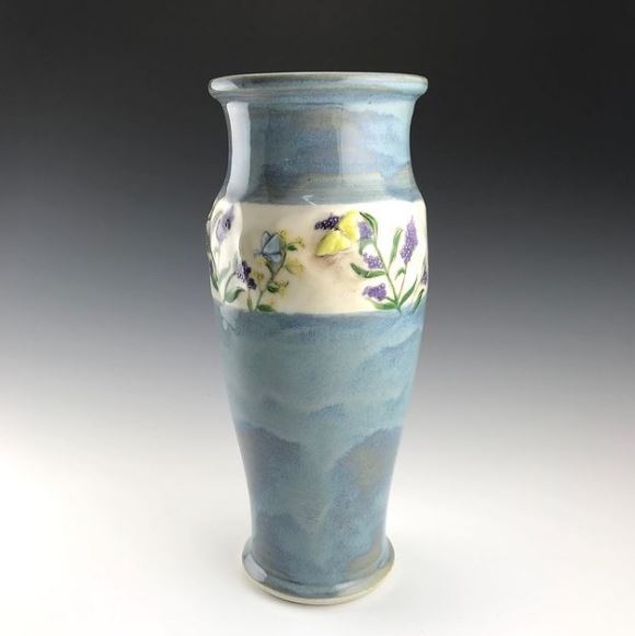 Butterflies and Milkweed Vase by Jen Stein – Outside the Lines Art Gallery