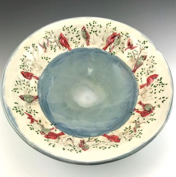 Cardinals Bowl by Jen Stein – Outside the Lines Art Gallery