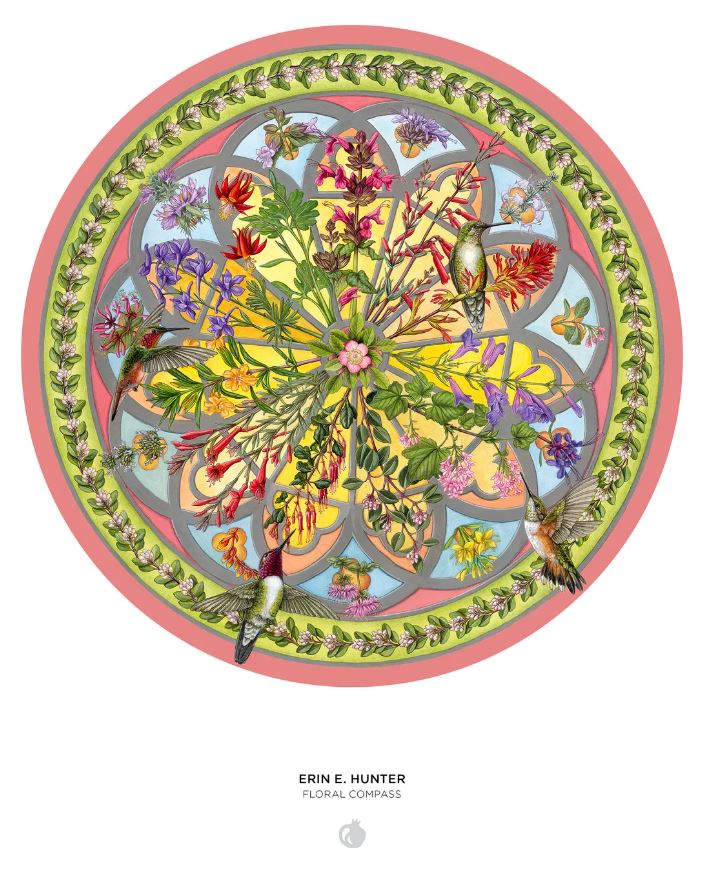 Erin E. Hunter: Floral Compass 500-Piece Circular Jigsaw Puzzle ...