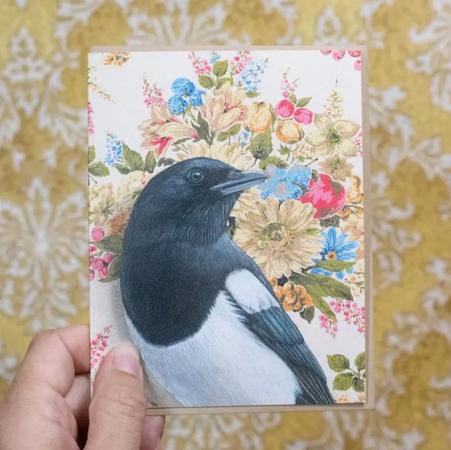 Magpie Blank Greeting Card by Emily Uchytil – Outside the Lines Art Gallery