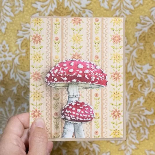 Toadstool Mushroom Blank Greeting Card by Emily Uchytil – Outside the ...