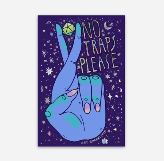 No Traps Please! Sticker by Cat Rocketship – Outside the Lines Art Gallery