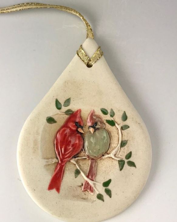 Cardinals Ornament by Jen Stein – Outside the Lines Art Gallery