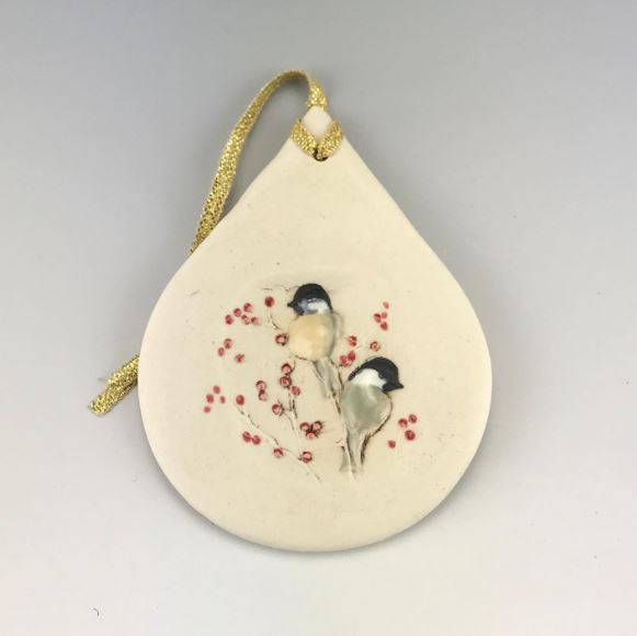 Chickadees Ornament by Jen Stein – Outside the Lines Art Gallery