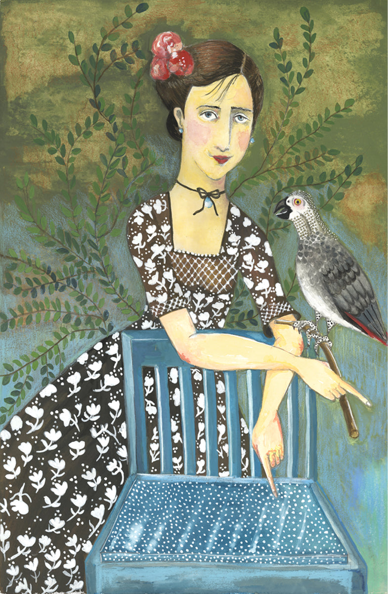 Girl with African Gray Parrot Reproduction by Beth Bird – Outside the ...