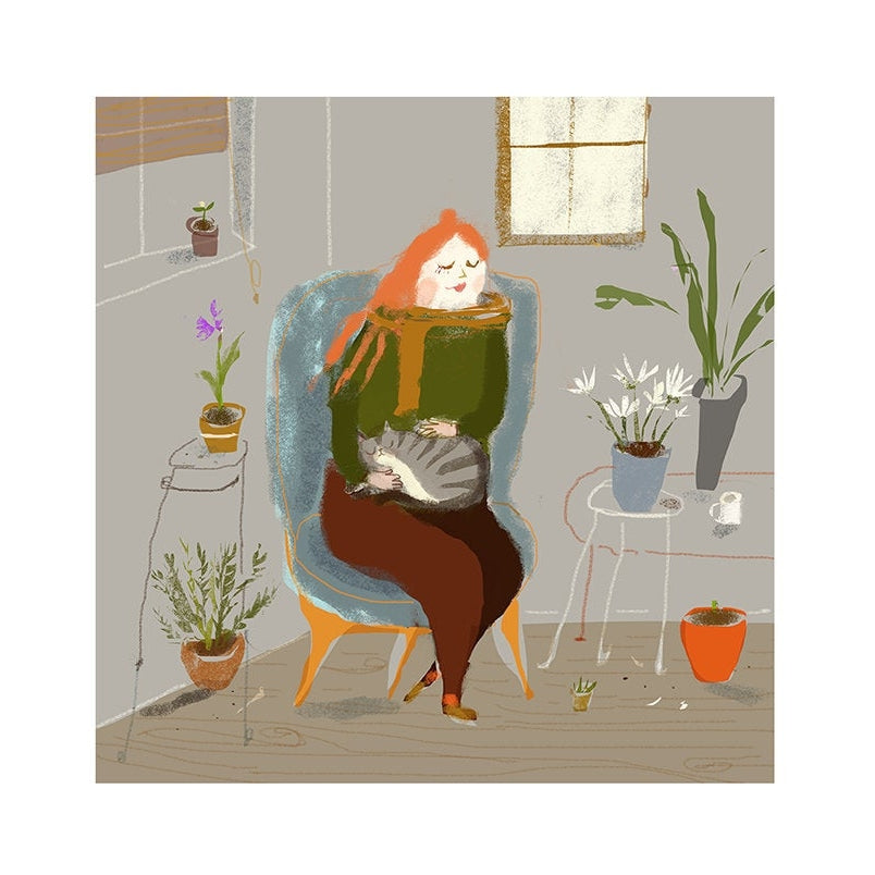 Cat Lady with Houseplants Print by Jamie Shelman – Outside the Lines ...