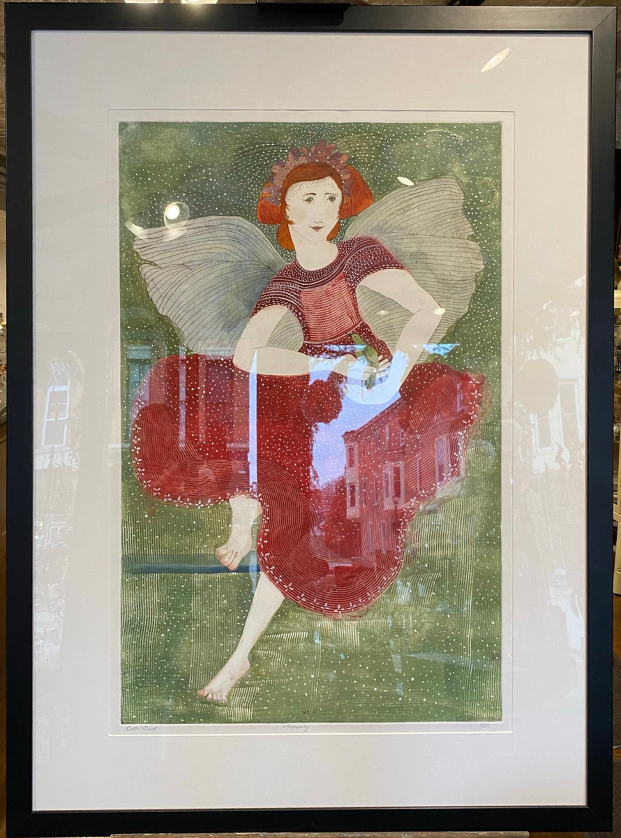 February Hand-Painted Etching by Beth Bird – Outside the Lines Art Gallery