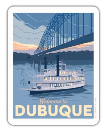 Welcome to Dubuque Riverboat Sticker by Bozz Prints – Outside the Lines ...