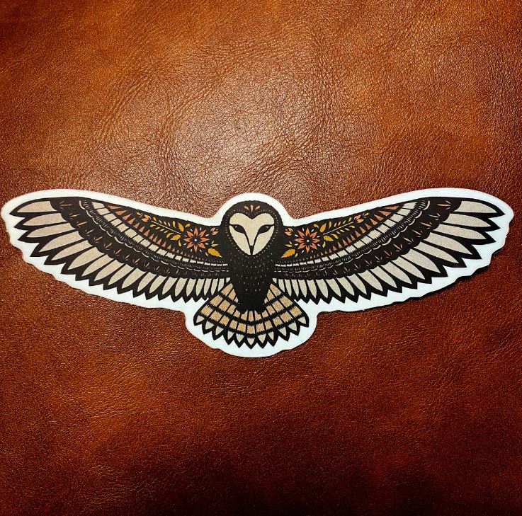 Barn Owl Sticker by Angie Pickman – Outside the Lines Art Gallery