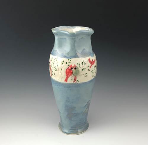 Cardinals Vase by Jen Stein – Outside the Lines Art Gallery