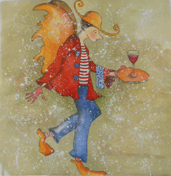 The Wine Angel Reproduction by Beth Bird – Outside the Lines Art Gallery